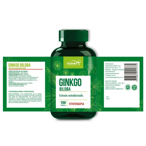 Ginkgo Biloba 100 tabletas – Funat Aliados